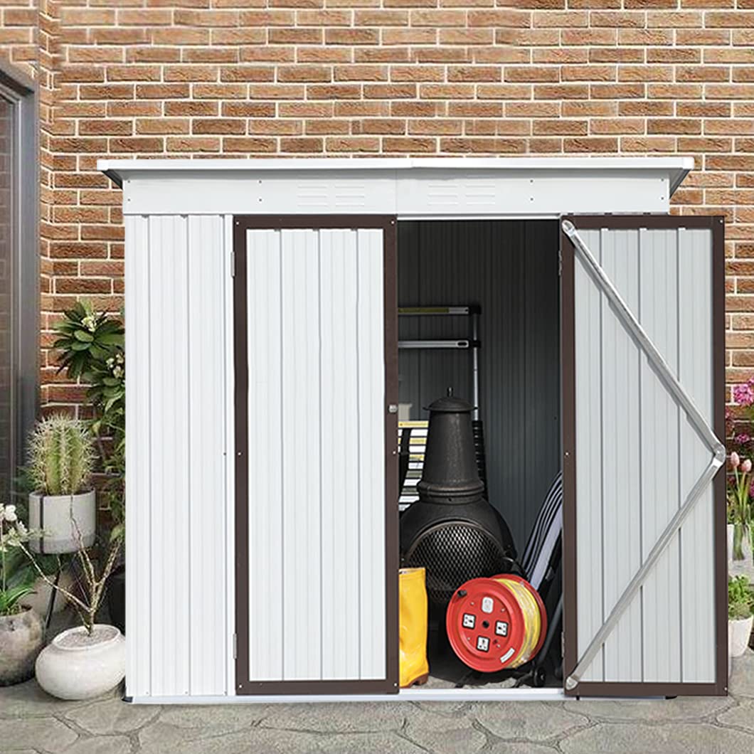 Outdoor Storage Shed, 6×4Ft Metal shed, Galvanized Steel Garden shed ...