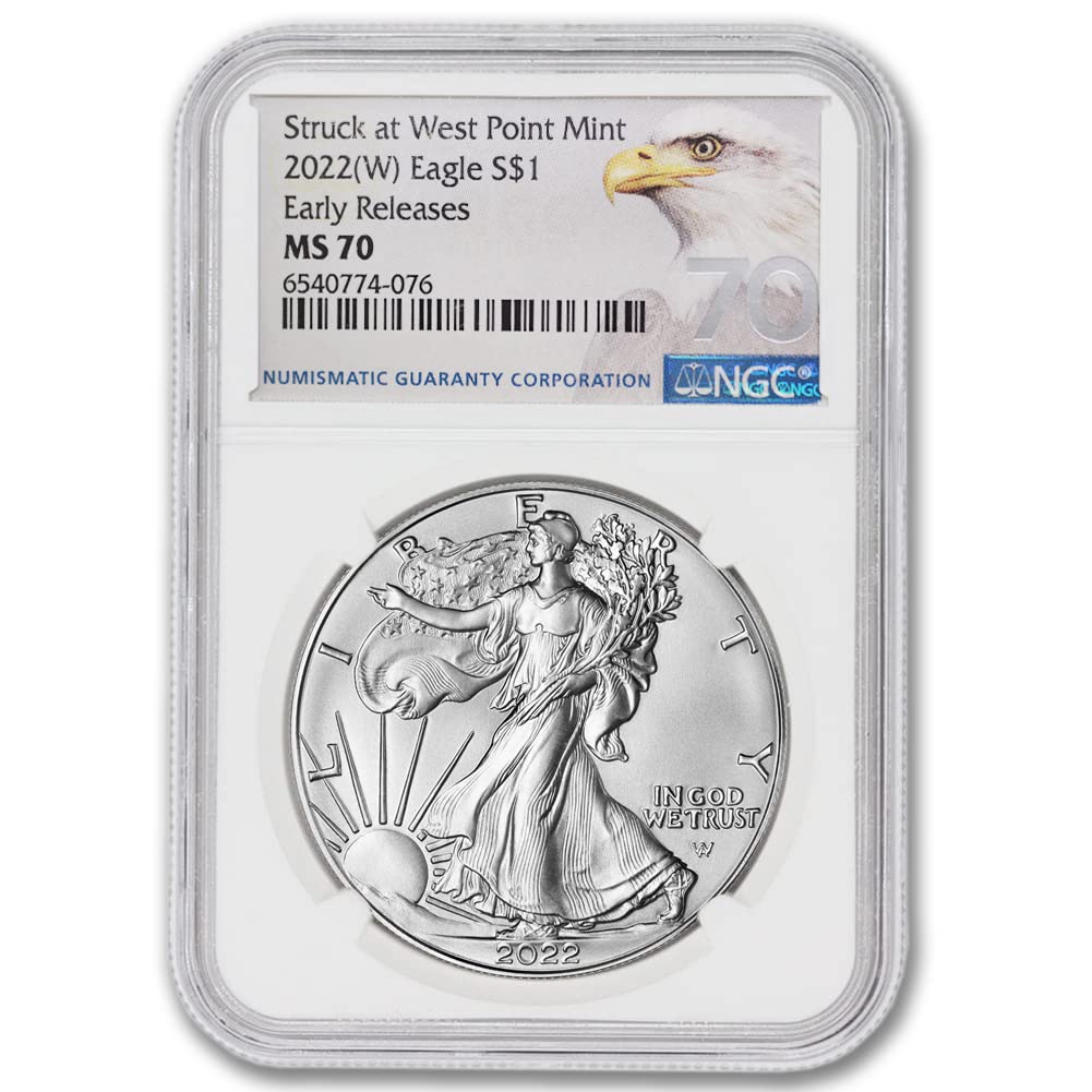 2022 (W) 1 oz American Silver Eagle MS-70 (Early Releases - Struck at West Point Mint - Eagle ...