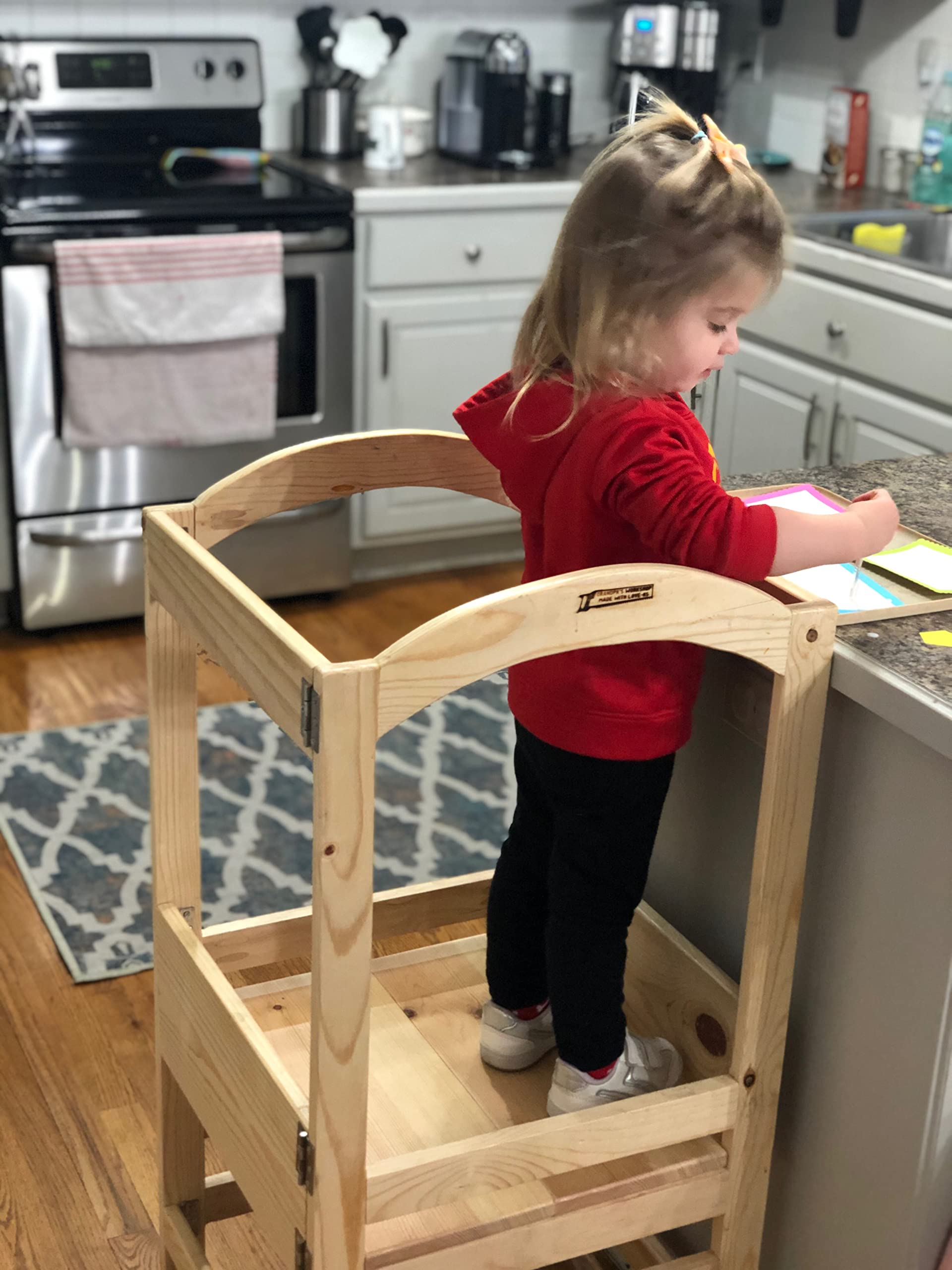 Foldable Kitchen Helper, Toddler Step Stool, Kitchen Helper Tower ...