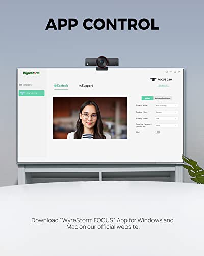 WYRESTORM 4K Webcam with AI Tracking, Auto Framing, 120° FOV, 90fps, 8X Digital Zoom, ePTZ, Dual ...