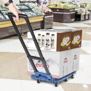 Nefish Hand Truck Foldable with 6 Wheels, Push Cart Dolly for Moving Heavy Duty 330 Lbs Capacity ...