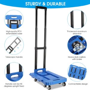 Nefish Hand Truck Foldable with 6 Wheels, Push Cart Dolly for Moving Heavy Duty 330 Lbs Capacity ...