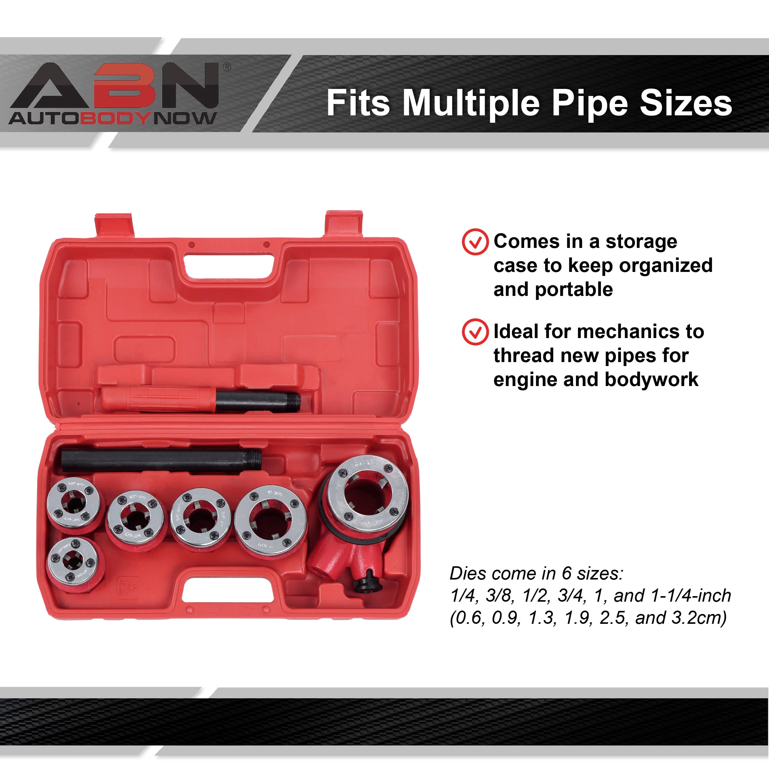 ABN Ratchet Pipe Threader - Galvanized Pipe Threader Kit with 6 Iron ...