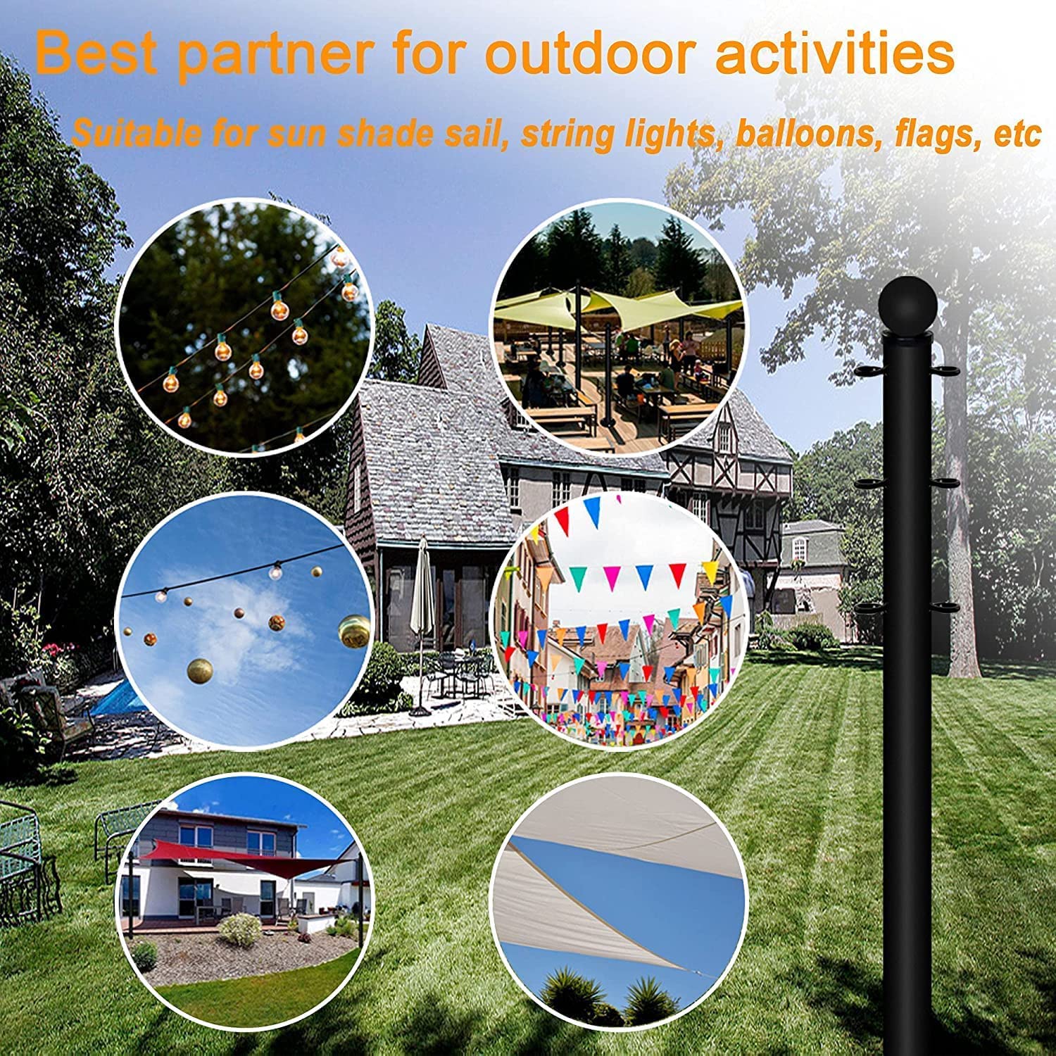 Shade Sail Pole Kit, 4 Poles of Set 10Ft Sun Shade Sail Poles Support ...