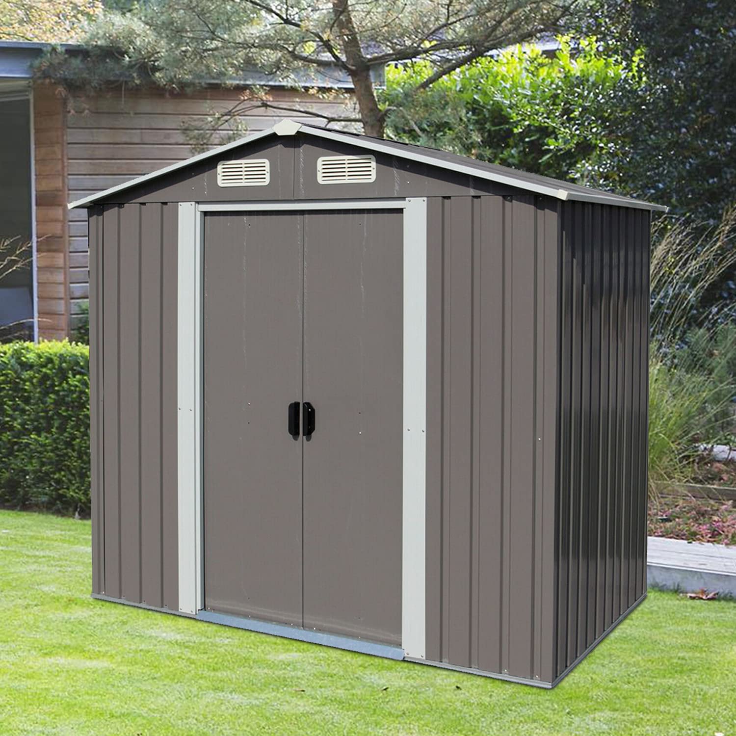Outdoor Storage Shed Garden Shed - 6 x 4 Feet Utility Tool Shed Metal ...