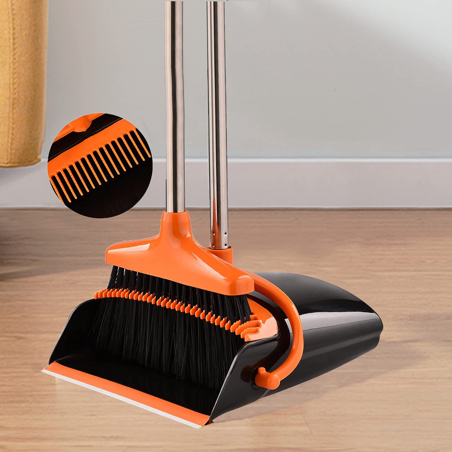 Broom and Dustpan Set - Upright Dustpan and Broom Combo Set - Self ...