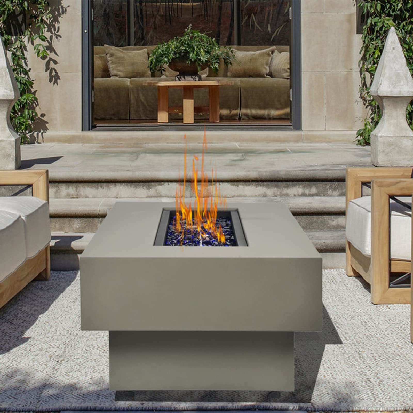 BAIDE HOME Outdoor Low Profile Fire Table, 48-inch Rectangle Propane ...