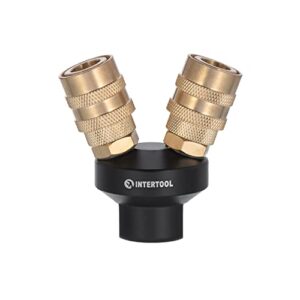 INTERTOOL 2-Way Round Air Splitter Manifold, 1/4-inch Female NPT, With Quick Coupler Connectors ...