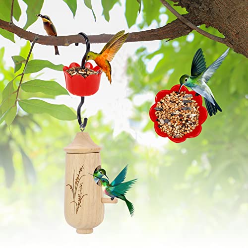 Wooden Hummingbird House Feeder with Rust Resistant Hooks,2024 New ...