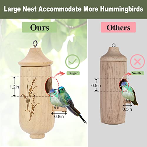 Wooden Hummingbird House Feeder with Rust Resistant Hooks,2024 New ...