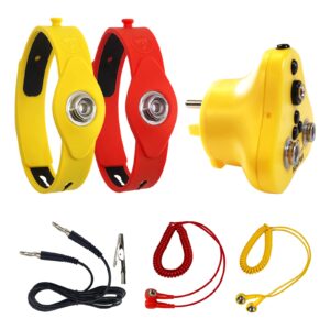 4 in 1, KooMall Ground Kit- 2 Wrist Straps, ESD Plug & 6ft Grounding ...