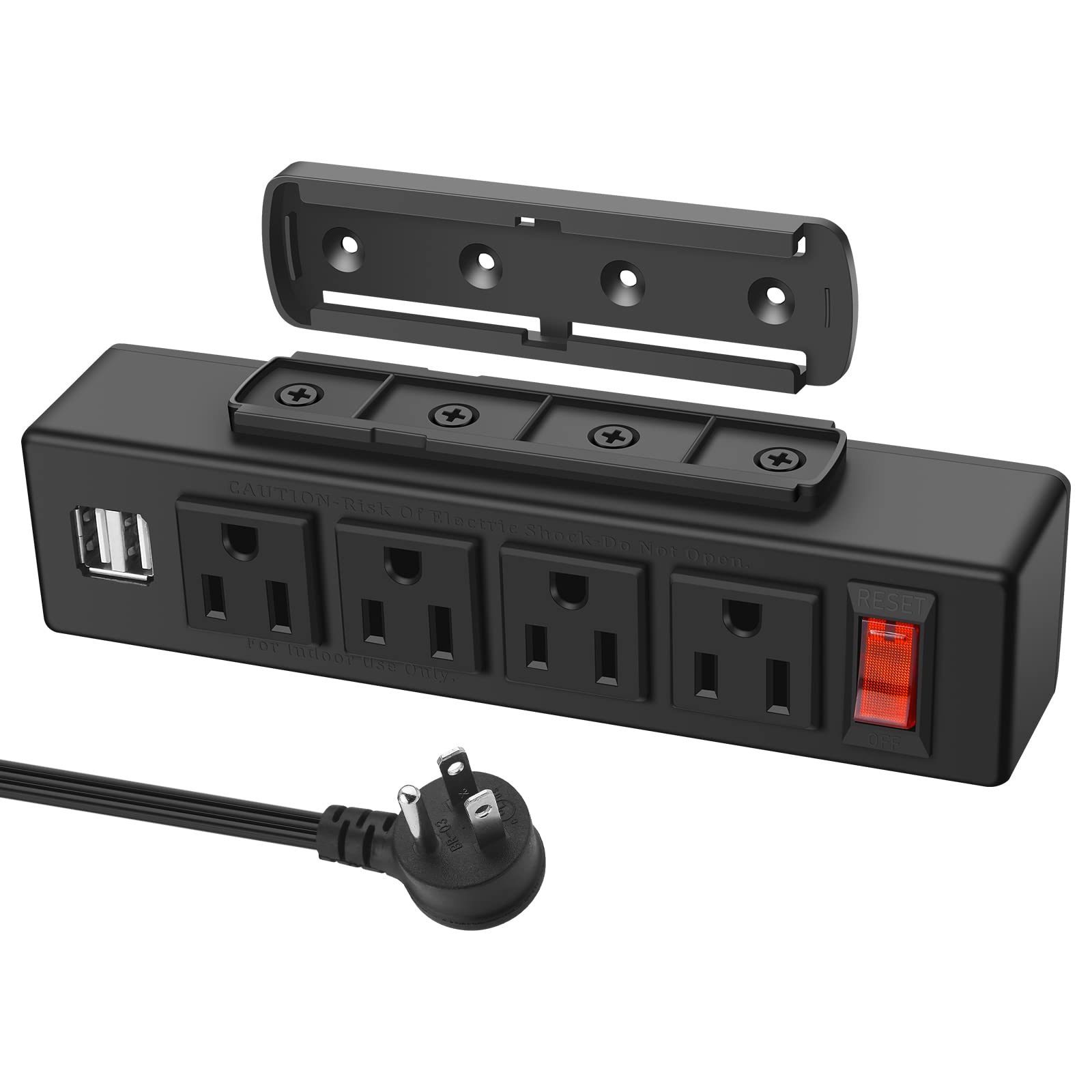 HHSOET Under Desk Power Strip with 4 Outlets and USB Ports, Under ...