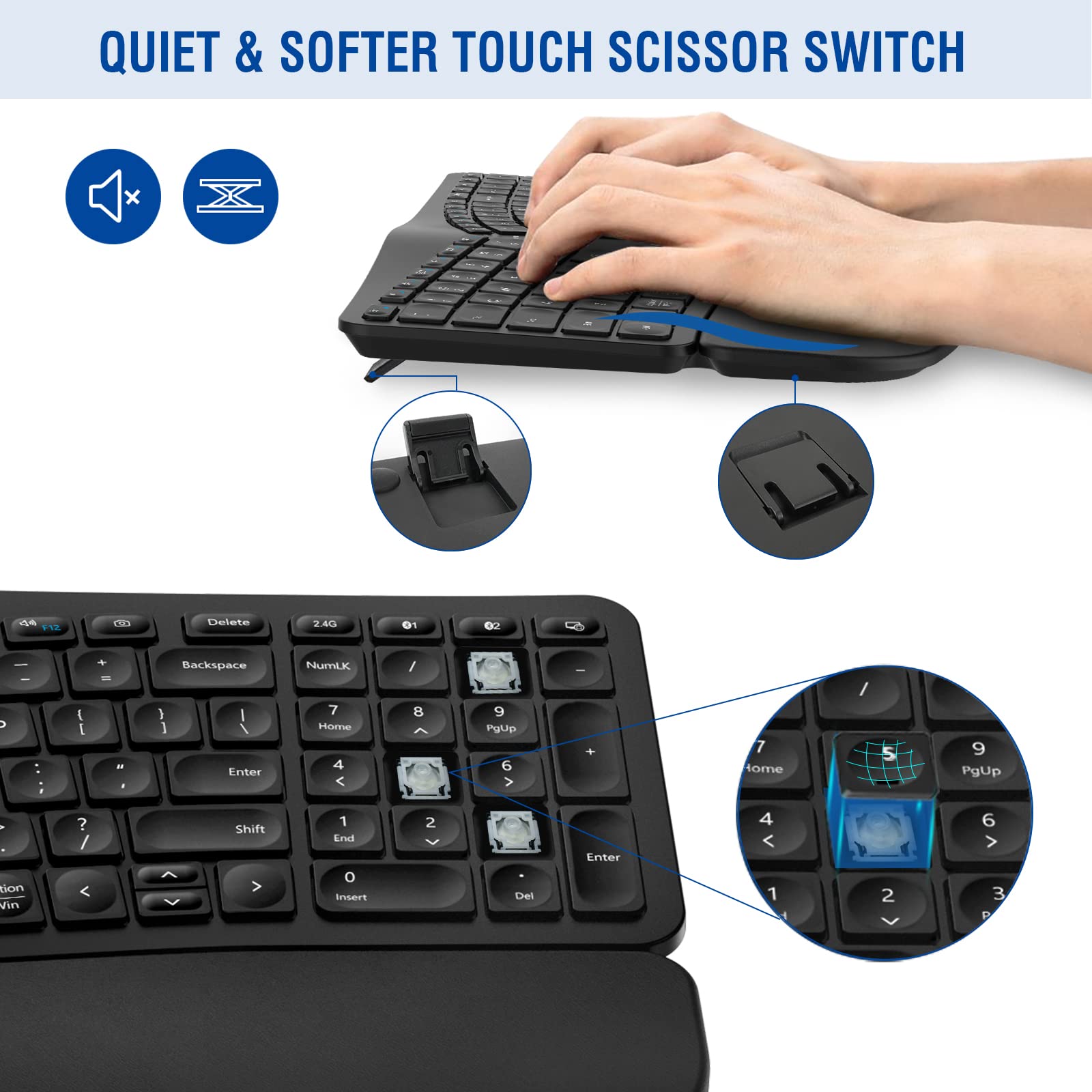Mk960 Ergonomic Wireless Keyboard Mouse Combo Bluetooth 2 4g Split Design Keyboard With Palm