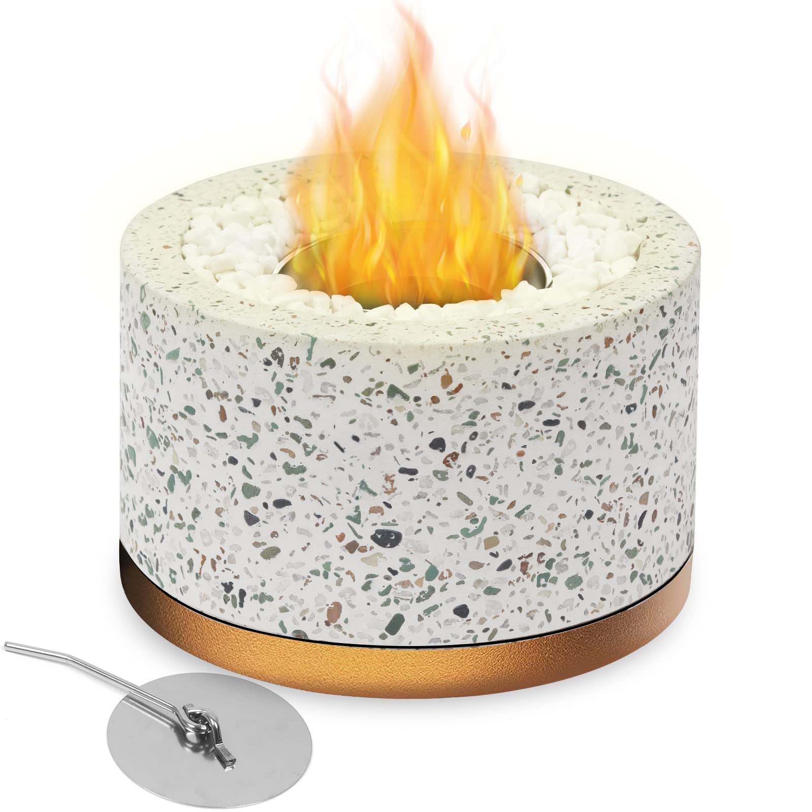 Xoten Tabletop Fire Pit, Terrazzo, Indoor & Outdoor Fire Pit Bowl ...
