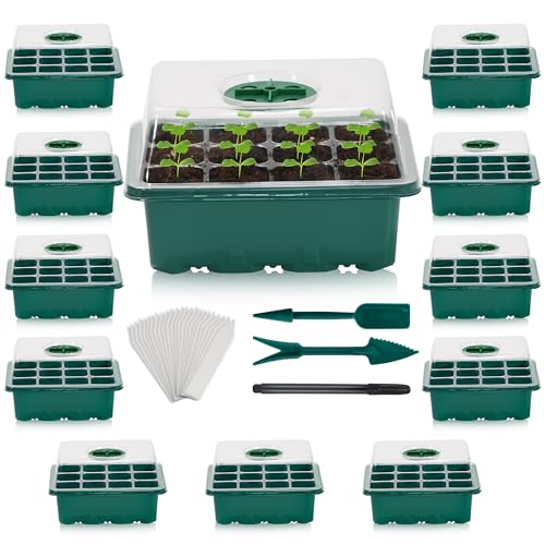 Suntee 12 Packs Seed Starter Tray, Seed Starter Kit with Humidity Dome ...
