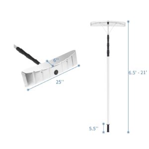 IRONMAX Telescoping Snow Roof Rake, 21FT Lightweight Aluminum Snow ...