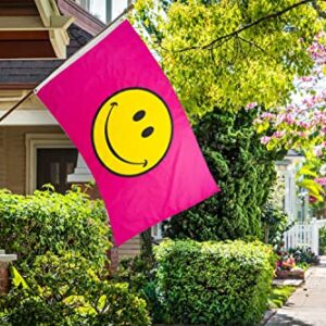 DANF 3x5 FT Pink Happy Face Flag Smile Flags Banner with Two Brass ...