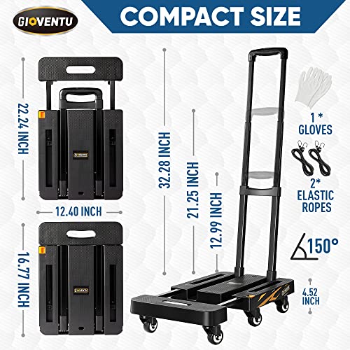 Folding Hand Truck with 6 Detachable Wheels, Luggage Moving Cart 440 ...