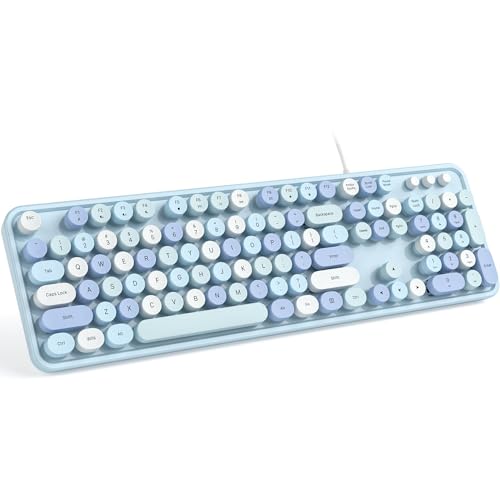 Meidosa Wired Computer Keyboard, Blue Colorful Typewriter Keyboards ...