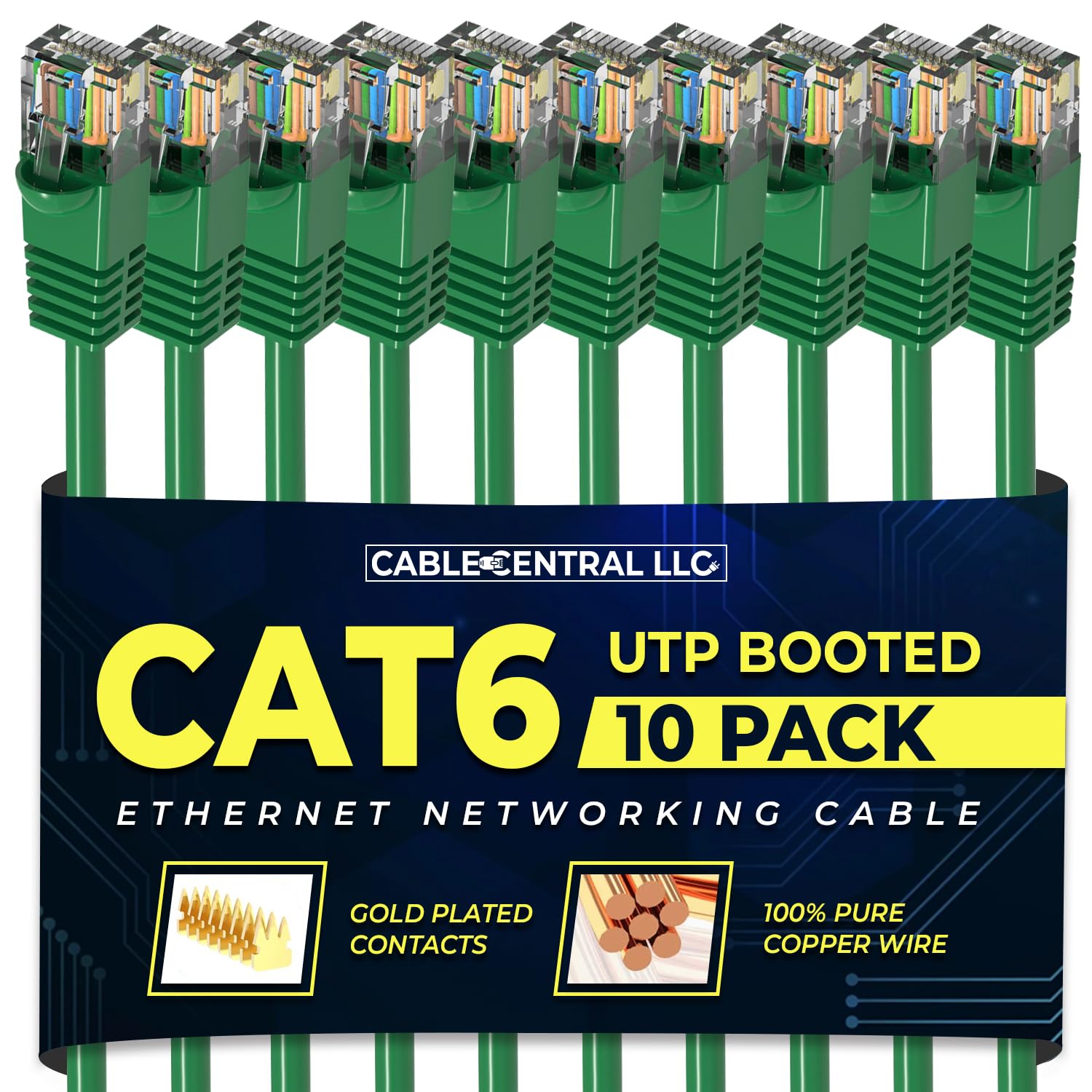 Cable Central LLC Cat 6 Ethernet Cable 100 Feet (10 Pack) High Speed ...