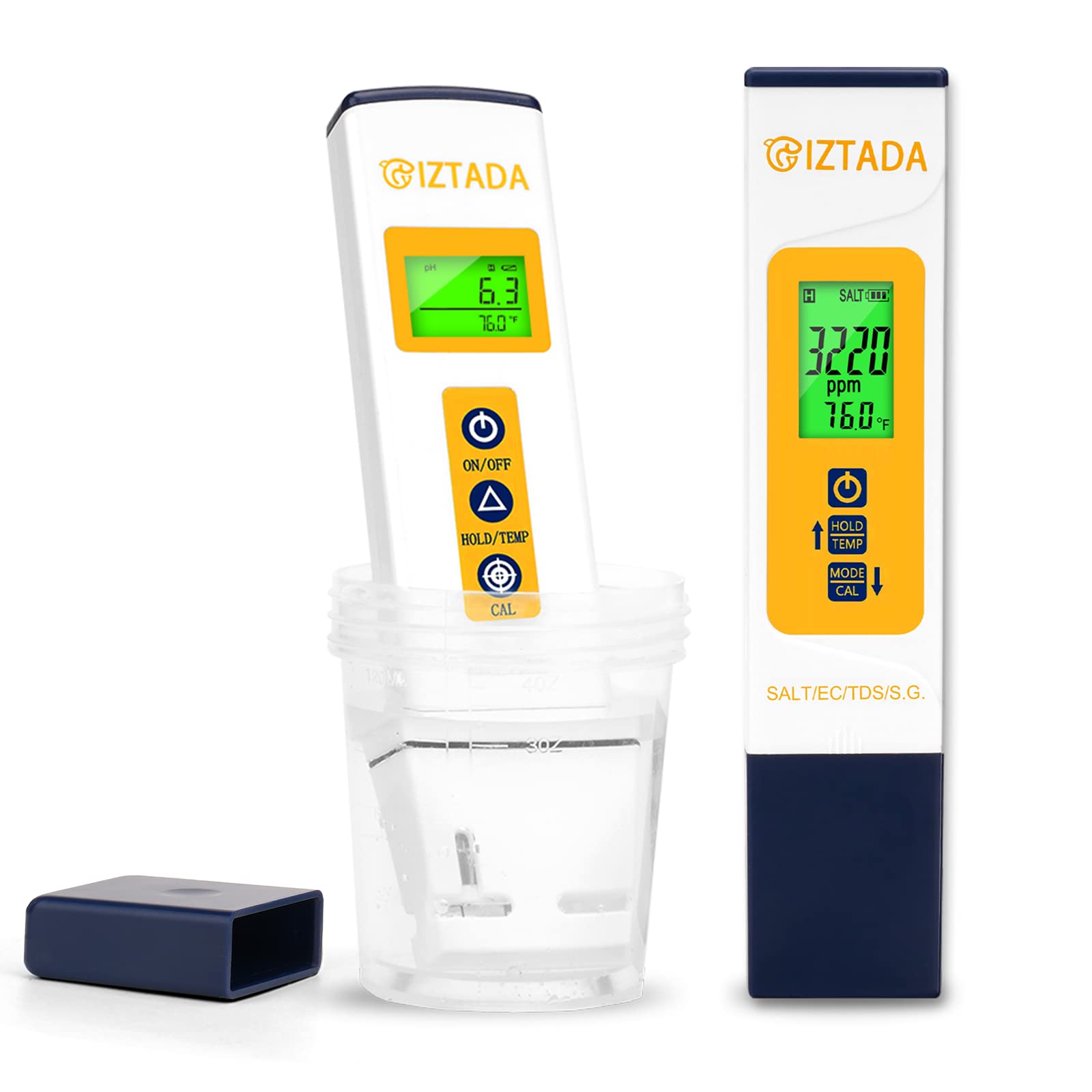 CIZTADA pH Meter and Salinity Meter Combo for Saltwater Pool 6 in 1 pH ...
