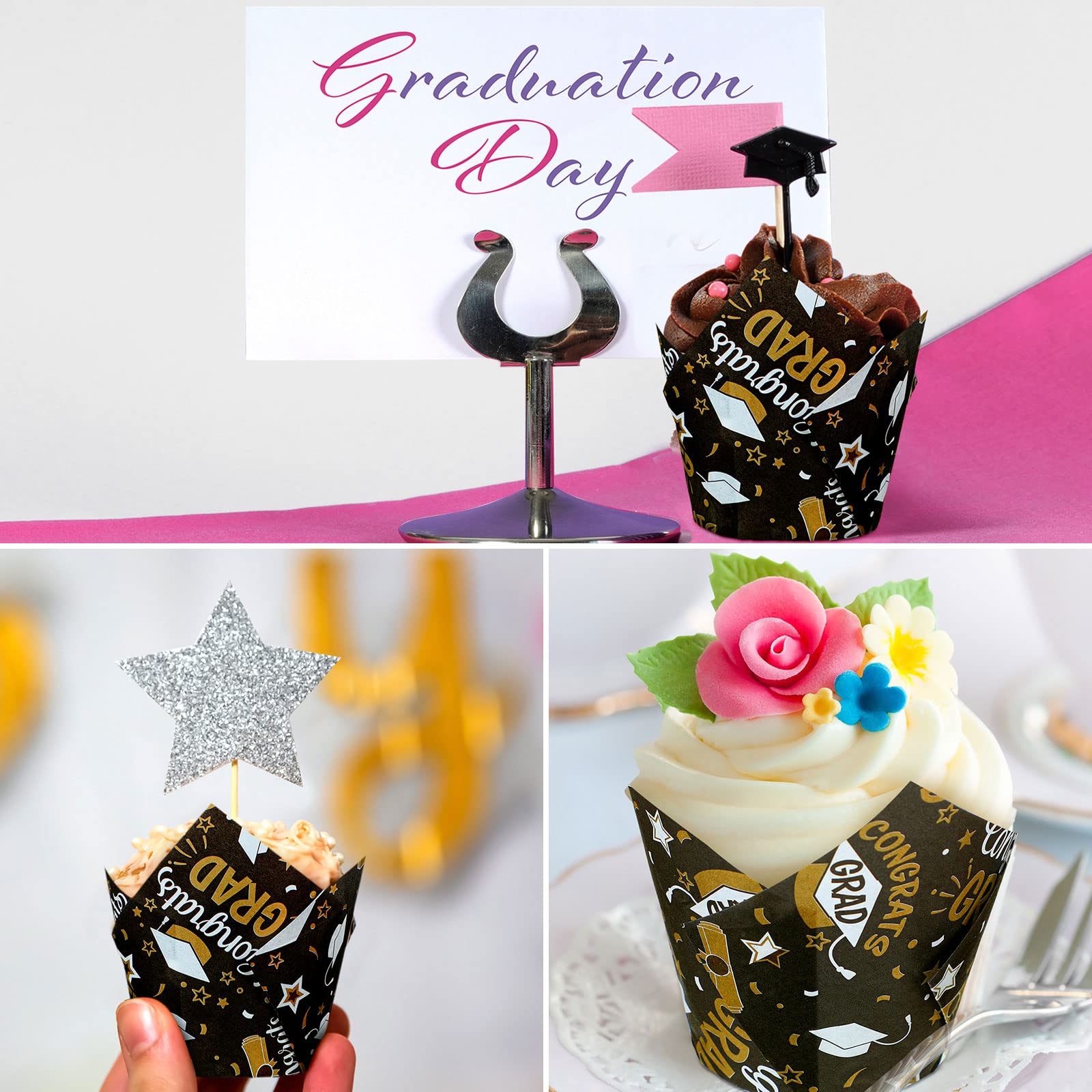 Nuenen 200 Pcs Graduation Tulip Cupcake Liners 2024 Congrats Grad Paper ...