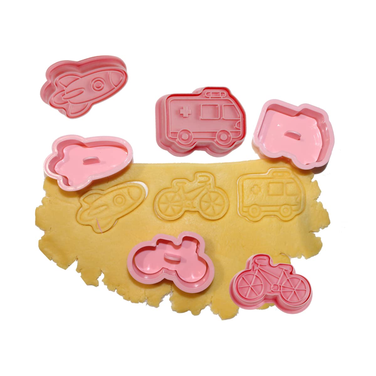 16 Pieces Plastic Vehicle Cookie Cutters with Plunger Stamper, Monster ...