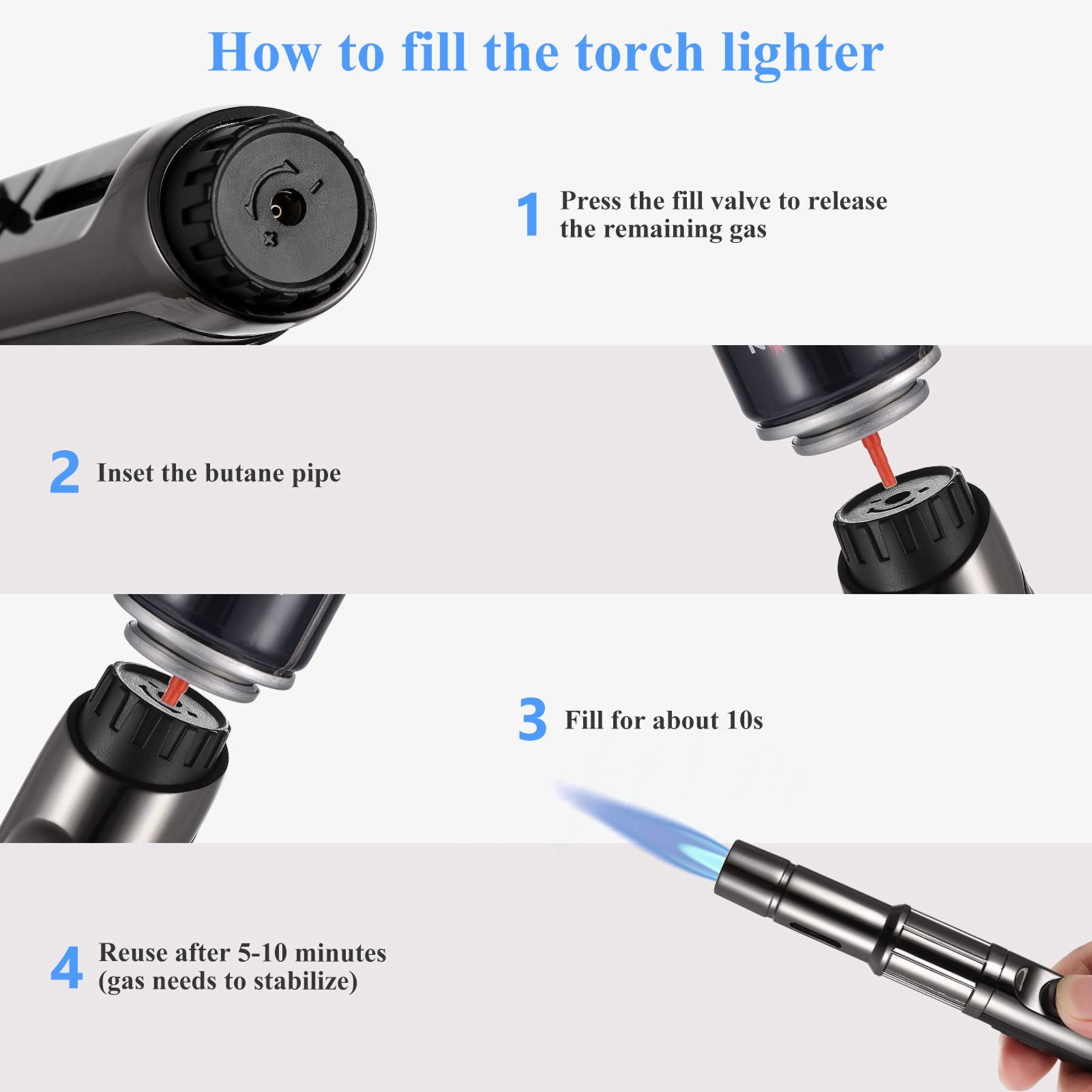Butane Torch Lighter Long Butane Lighter Refillable Kitchen Torch ...