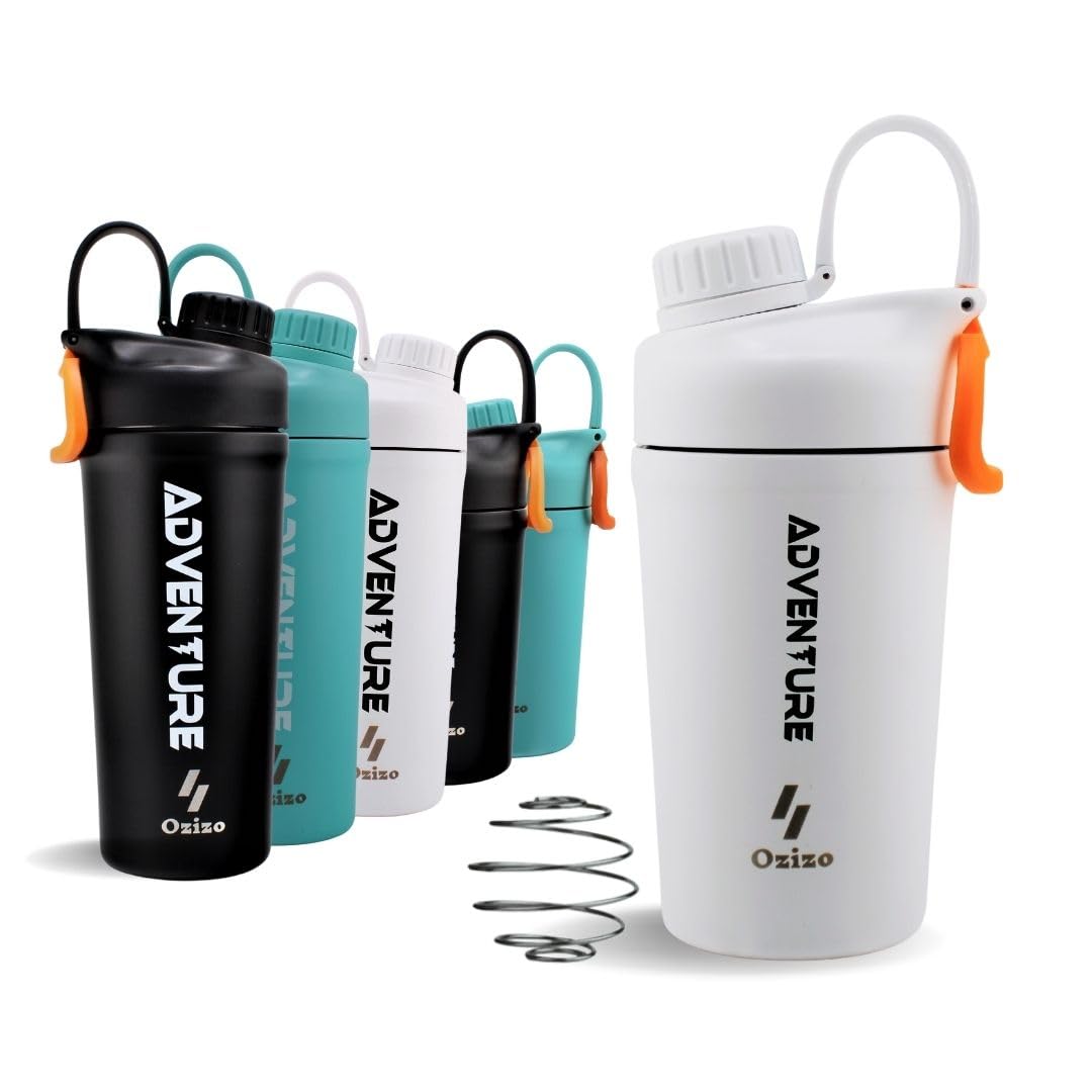 Ozizo Shaker Bottle, Insulated Stainless Steel Protein Shaker Bottle 20 ...