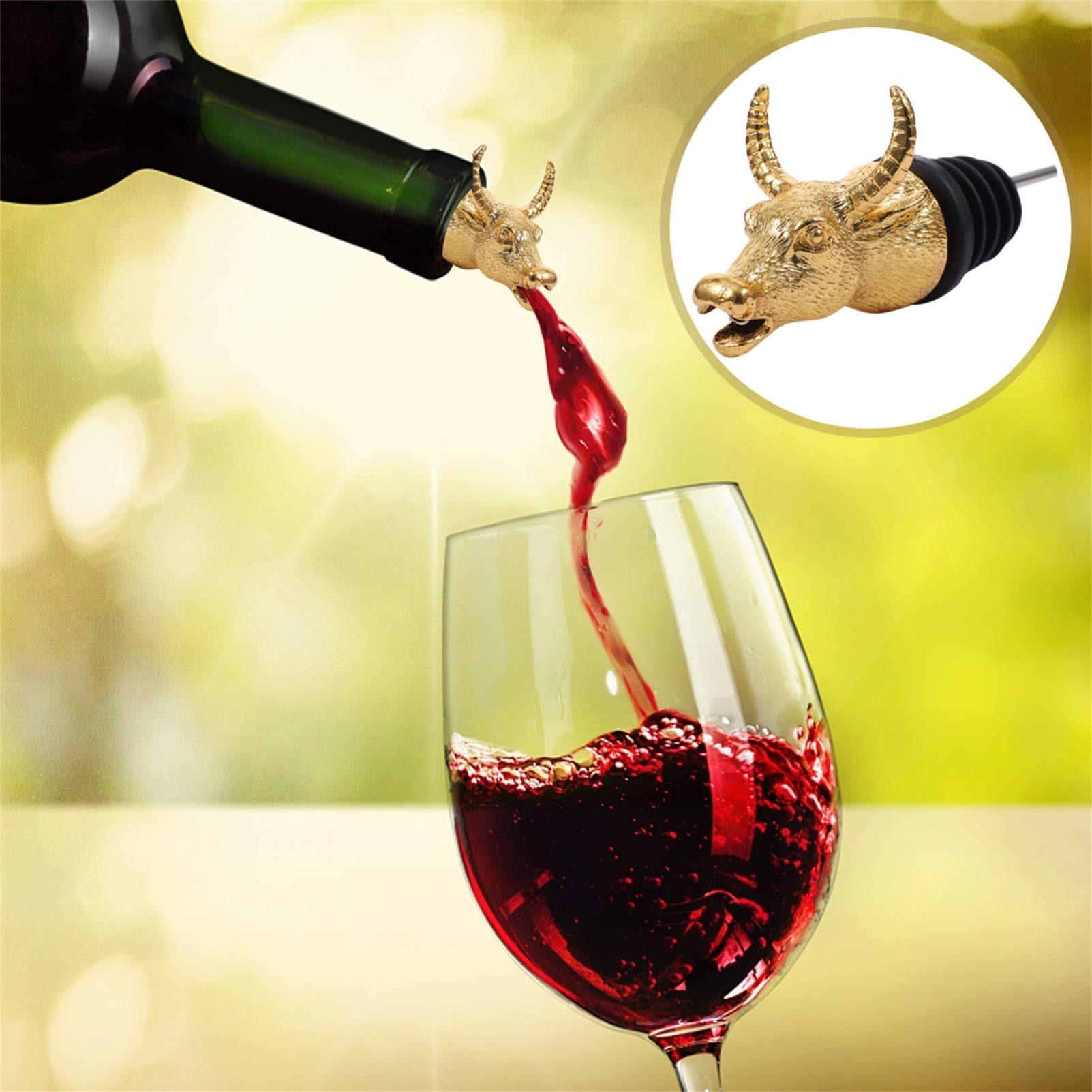 Cabilock Bull Wine Pourer Bull Bottle Stopper and Pourer Animal Head ...