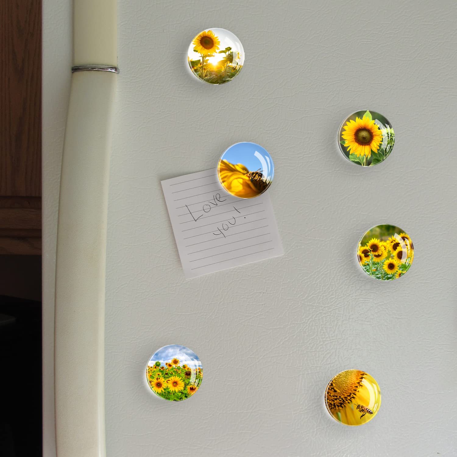 Sunflower Glass Fridge Magnets, Pretty Refrigerator Magnets for Kitchen ...