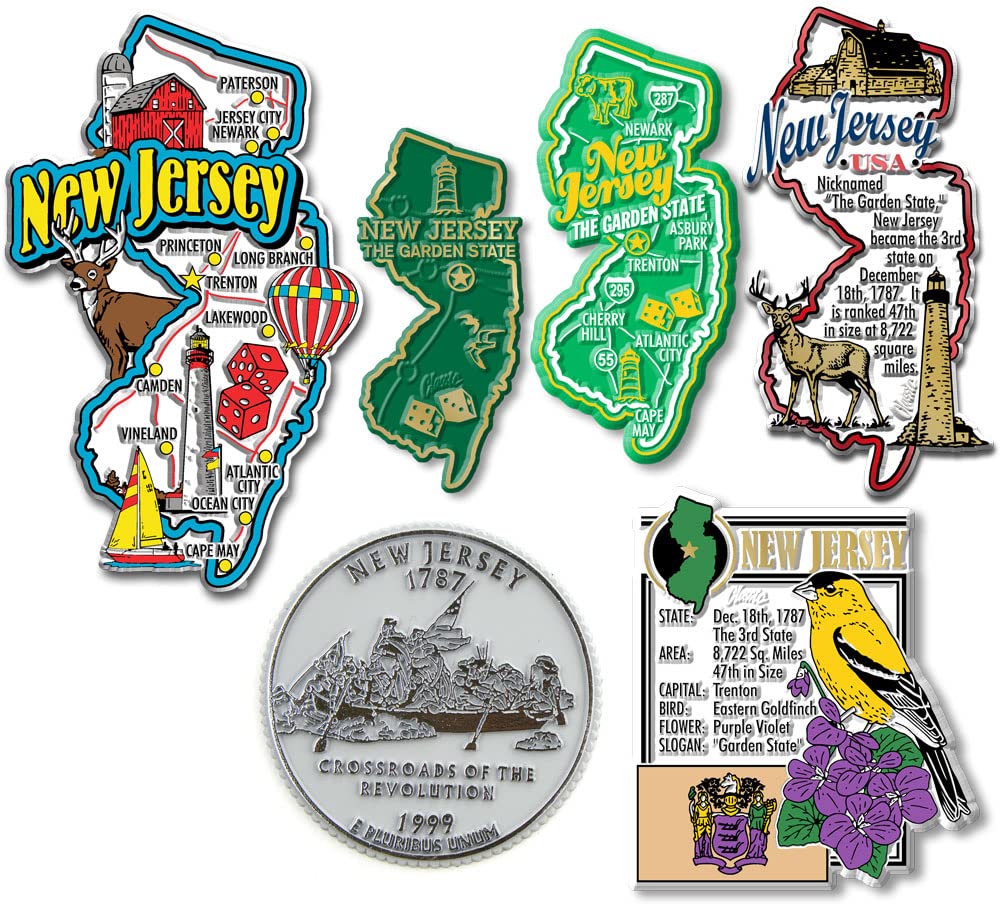 New Jersey Six-Piece State Magnet Set by Classic Magnets, Includes 6 ...