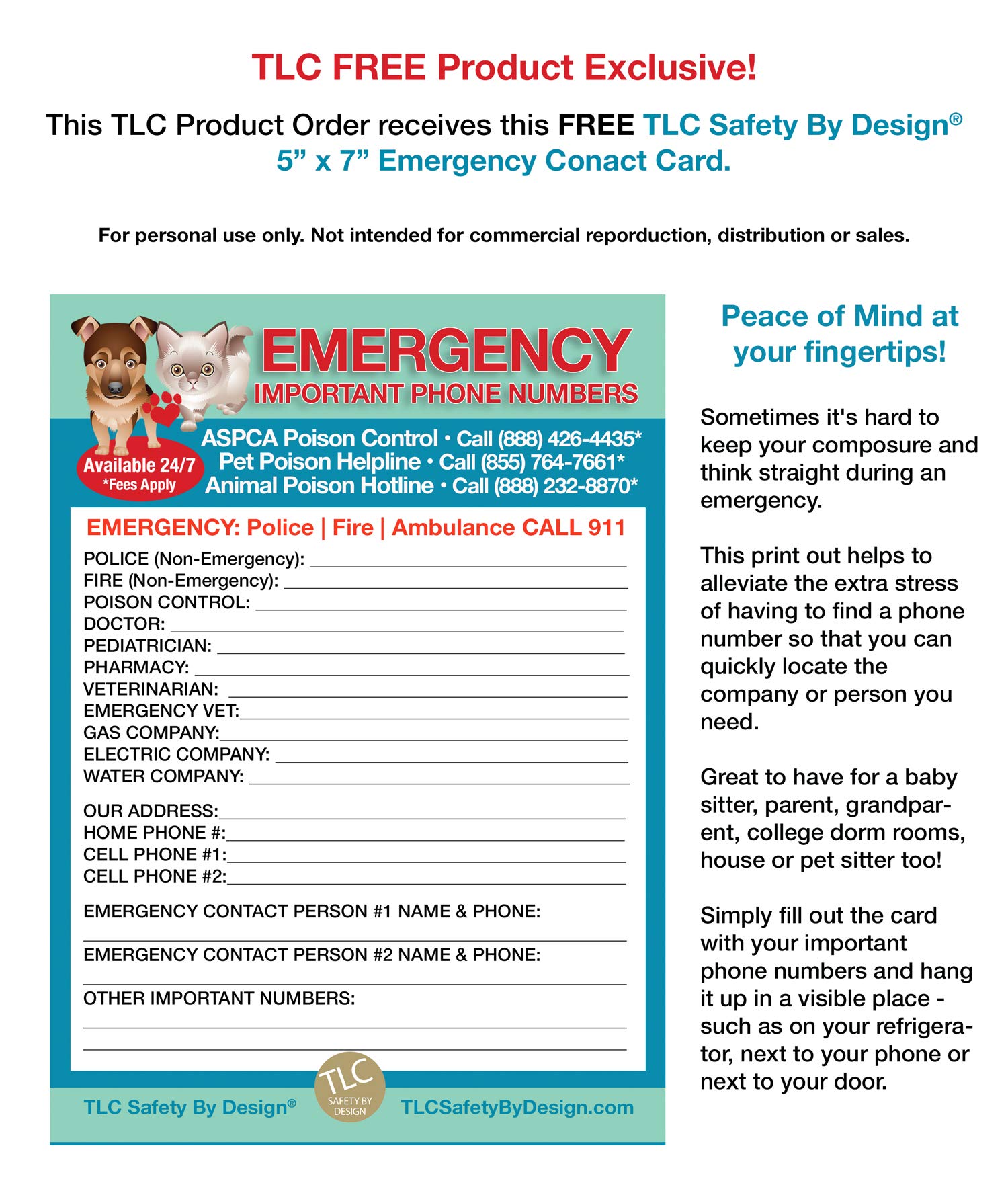 TLC Safety By Design Enhanced Toxic Foods Fridge Magnet for Pets Dogs ...