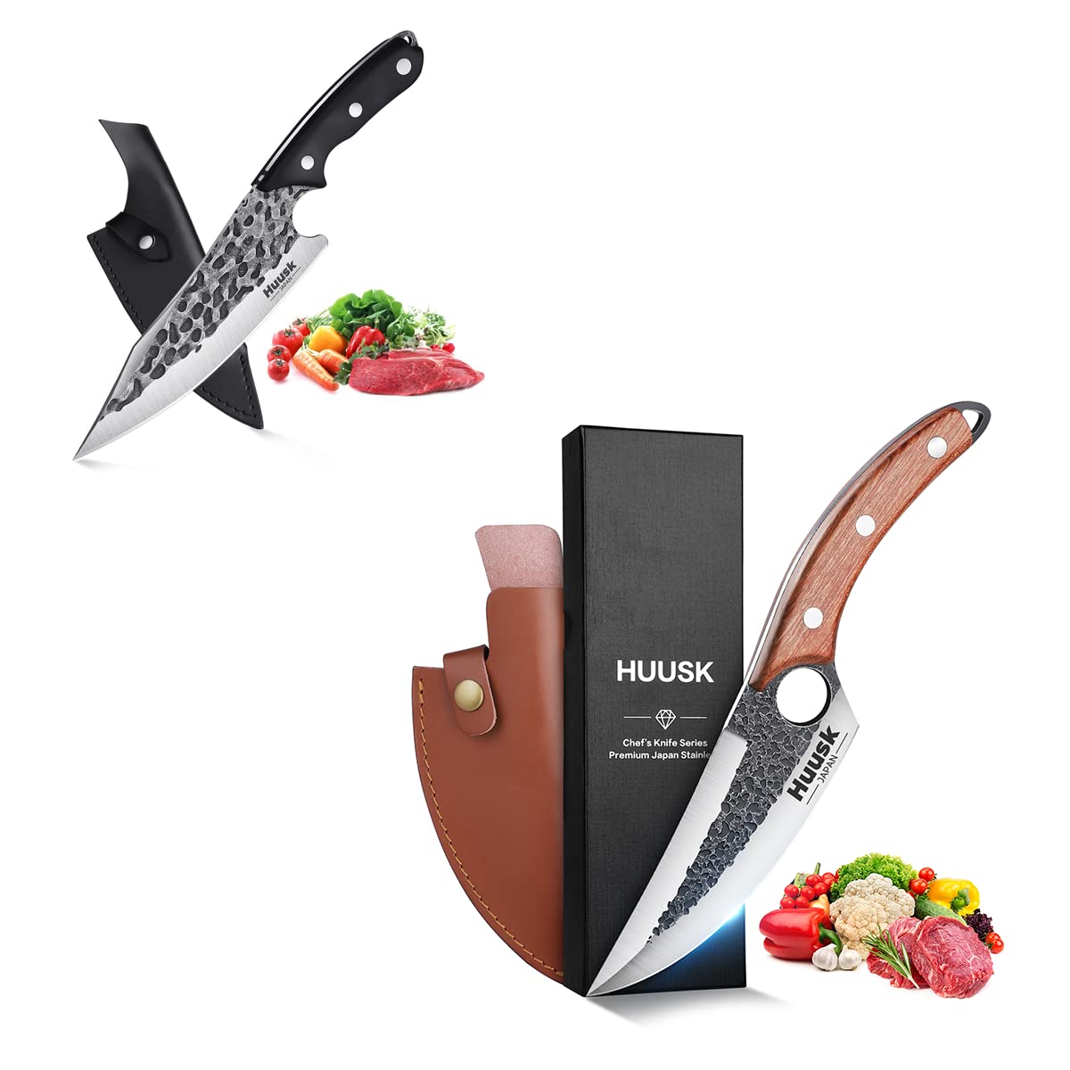 Huusk Upgraded Chef Knives Bundle with Viking Chef Knife Forged with ...