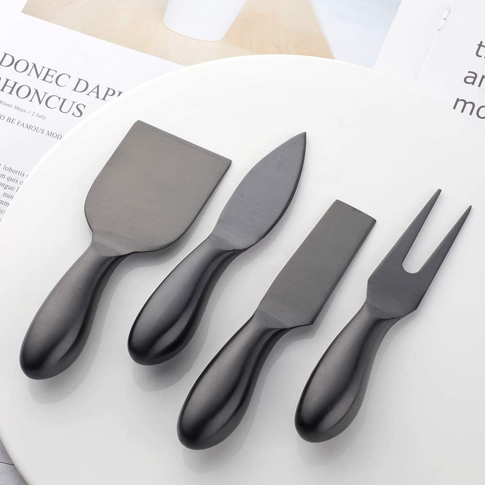 Buyer Star Black 4 Piece Cheese Knife Set Stainless Steel Mini Cheese ...