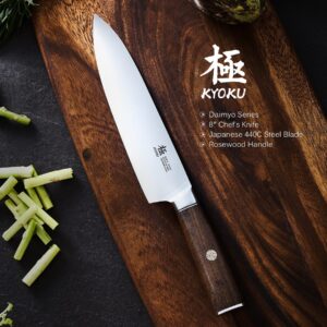 KYOKU Daimyo Series 7" Cleaver Knife + 7'' Nakiri Knife + 8'' Chef Knife - Japanese 440C ...