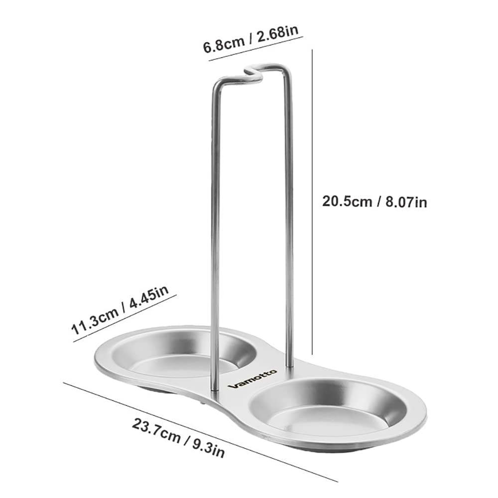 Vamotto Vertical Spoon Rest Holder with Two Resting Dishes, Stainless ...