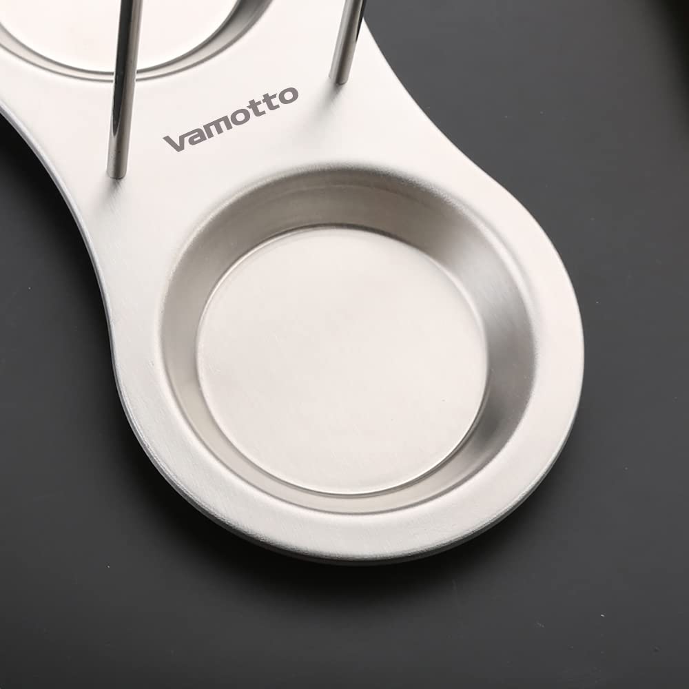 Vamotto Vertical Spoon Rest Holder with Two Resting Dishes, Stainless ...