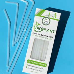 BIOPLANT 100 Pack Plant-based Corn Biodegradable Straws. Flexible ...