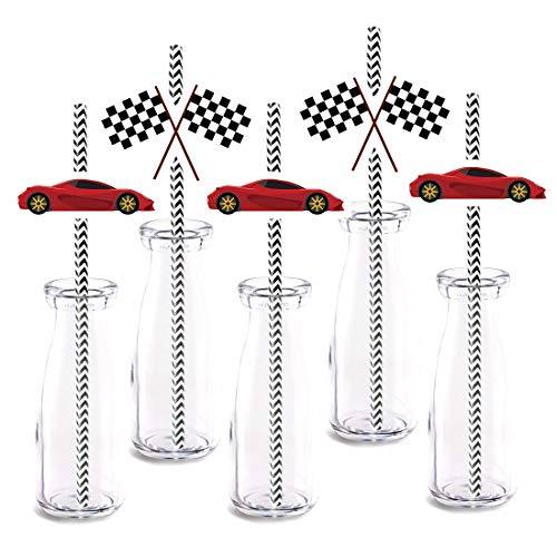 Caring Car Party Straw Decor, 24-Pack Race Car Flag Baby Shower ...
