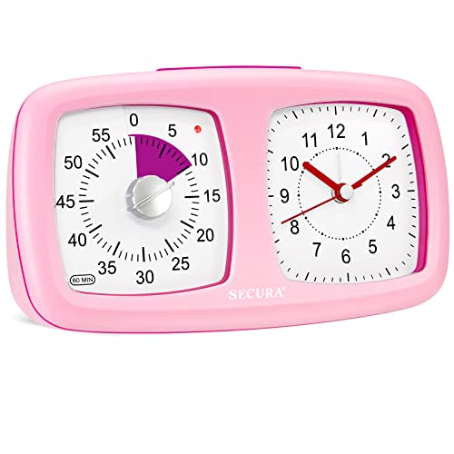 Secura 2 in 1 Visual Timer/Alarm Clock, 60-Minute Silent Study Timer ...