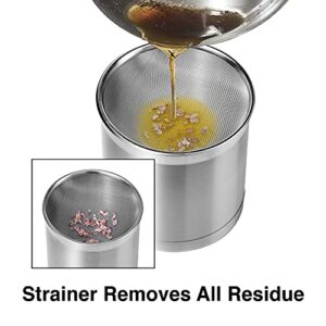 Oggi Stainless Steel Jumbo Grease Container with Removable Strainer and ...