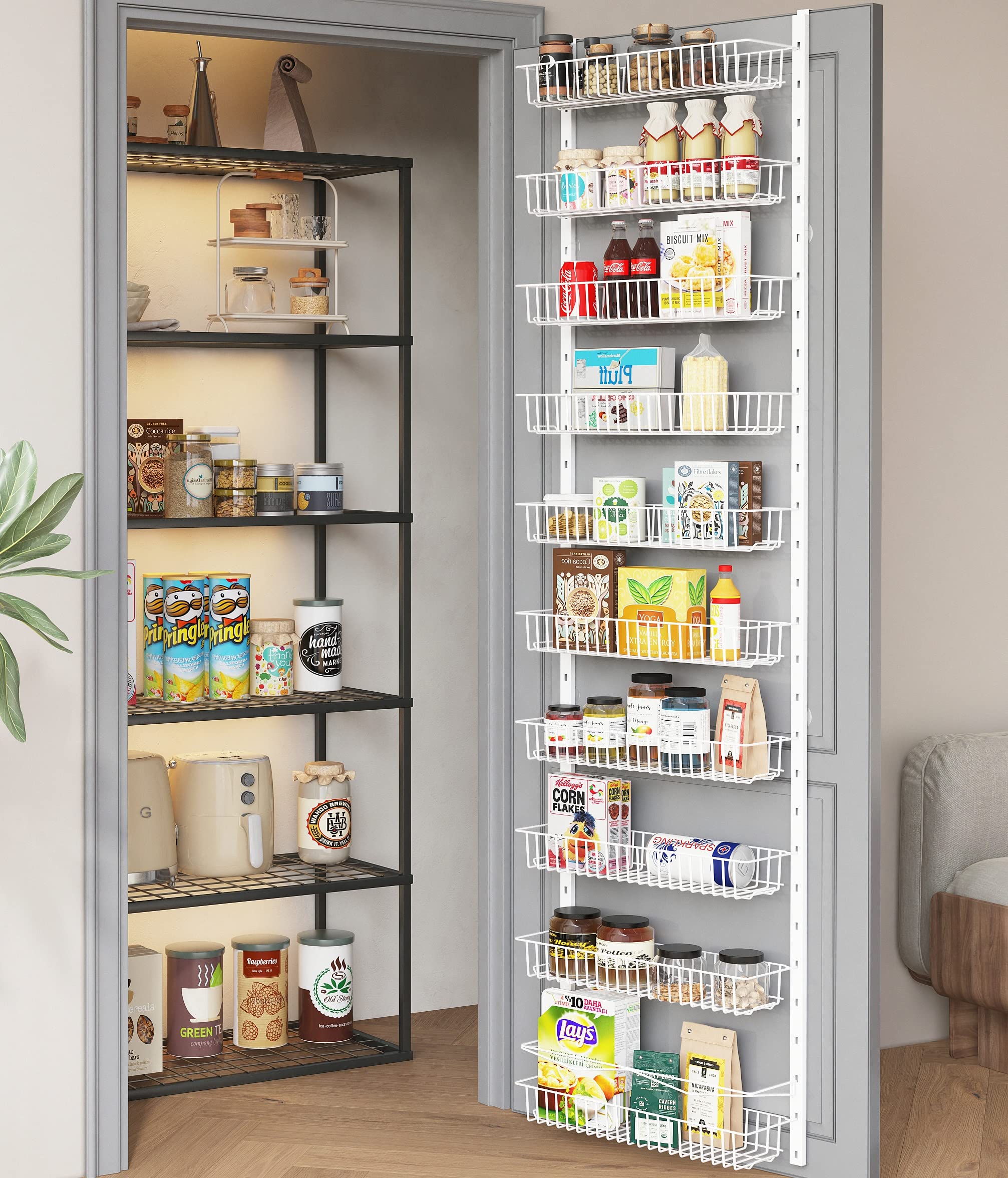 COVAODQ 10-Tier Pantry Door Organization and Storage Over the Door ...