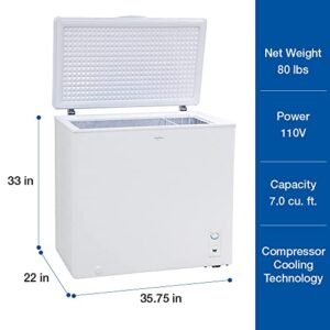 Koolatron Large Chest Freezer, 7.0 cu ft (195L), White, Manual Defrost ...