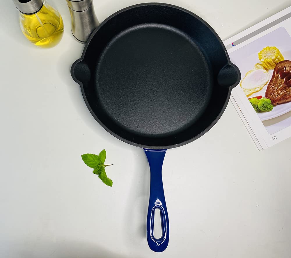 HAWOK Cast Iron Enameled Skillet DIA.10 inch Fry Pan Blue……… — 🛍️ The ...