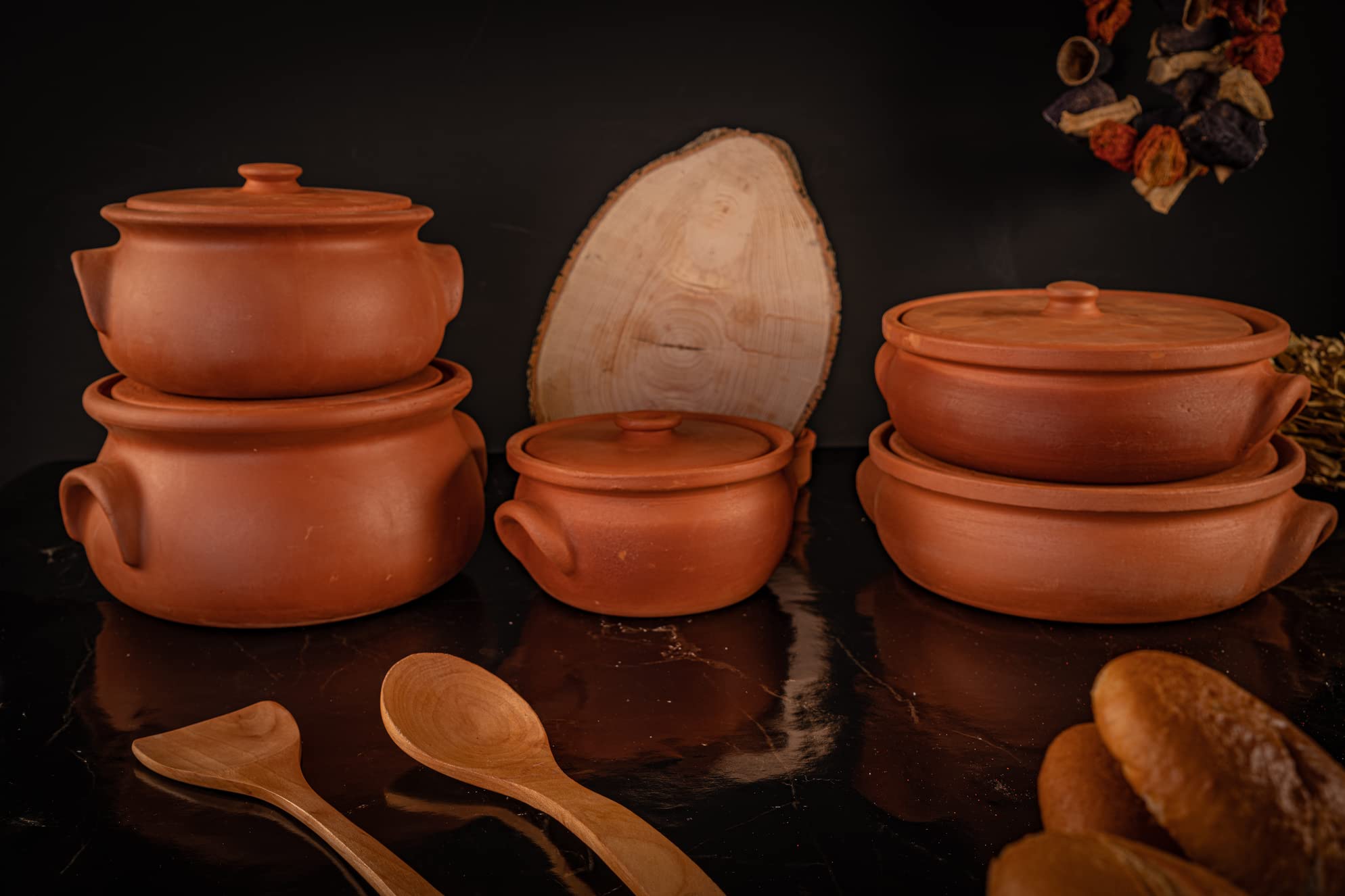 LUKSYOL Handmade Moroccan Clay Pots with Lids | Versatile Cookware Set ...