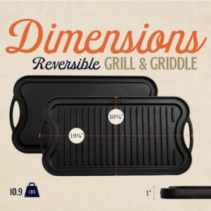 Legend Cast Iron Griddle for Gas Stovetop with Easy Grip Handles | 2-in ...