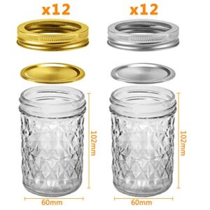 SPANLA Mason Jars 8 oz, 24 Pack Canning Jars 8 oz Half Pint Glass jars ...
