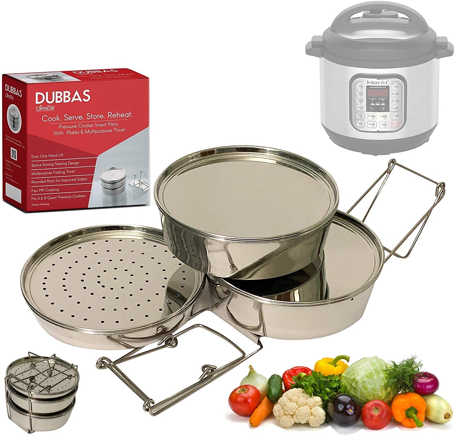 Dubbas - Premium Quality 3 Tier Stainless Steel Stacking Insert Pans ...