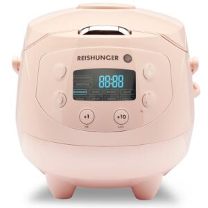 Reishunger Digital Mini Rice Cooker & Steamer, Pink with Keep-Warm ...